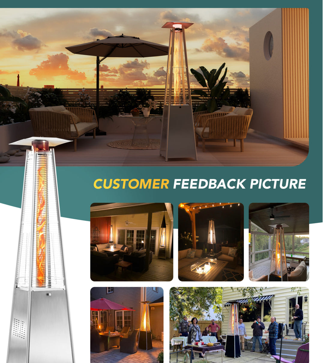 Glass Tube Flame Patio Heaters | Pamapic